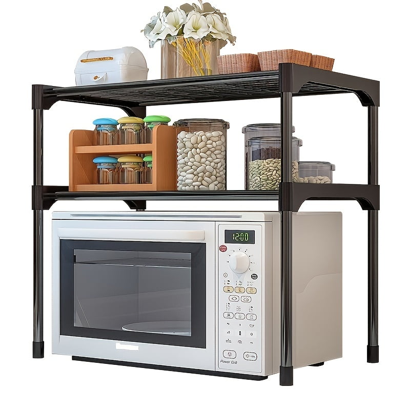 1pc Microwave Oven Stand Rack 2 Tier Multifunctional Microwave Ovens