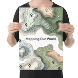 Topographic World Map Art - Cartography Enthusiast - 13x19 Poster Print ...