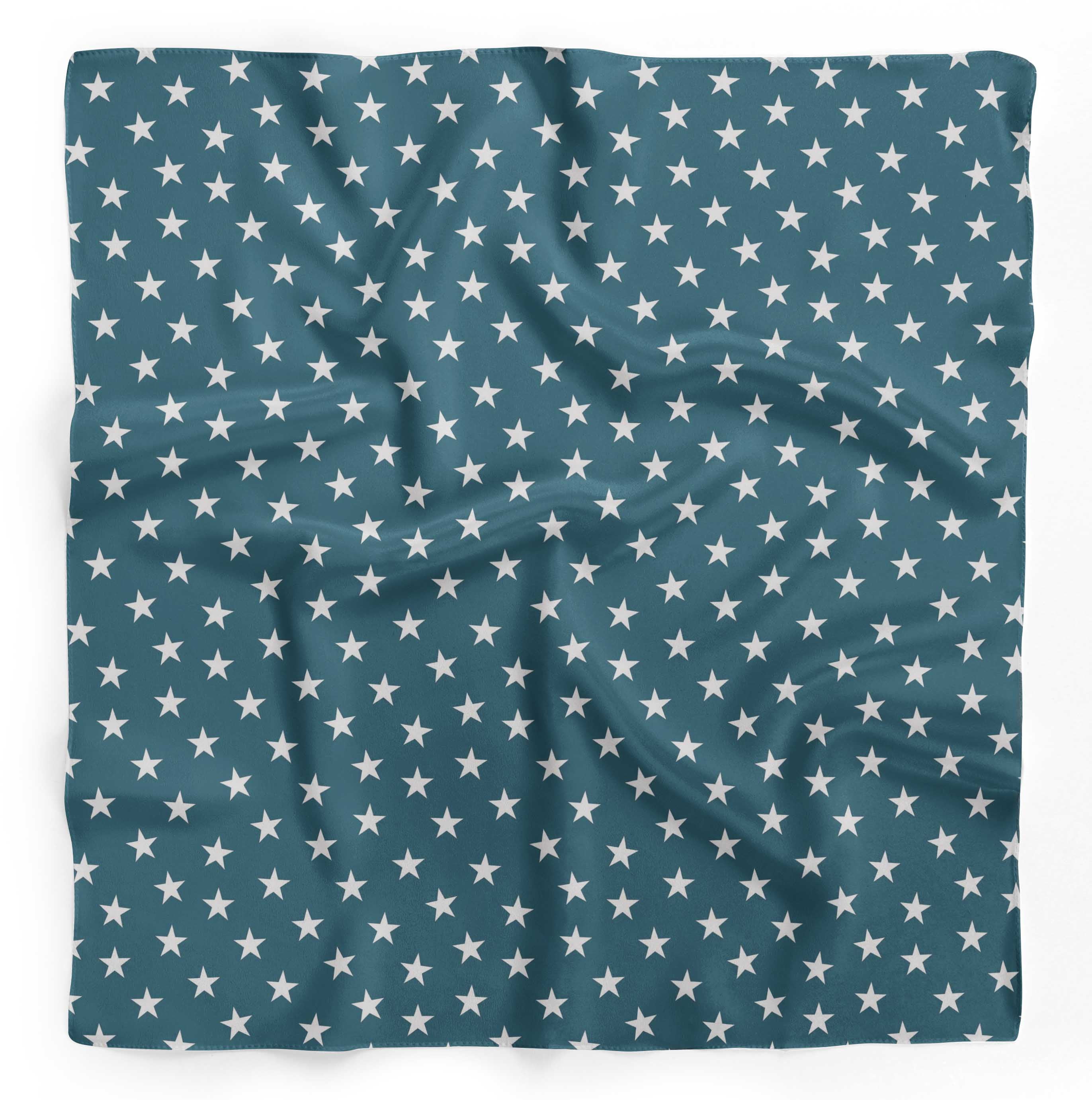 Bimba Blue Stars Star Printed Pure Silk Scarf For Hair Neck Head ...