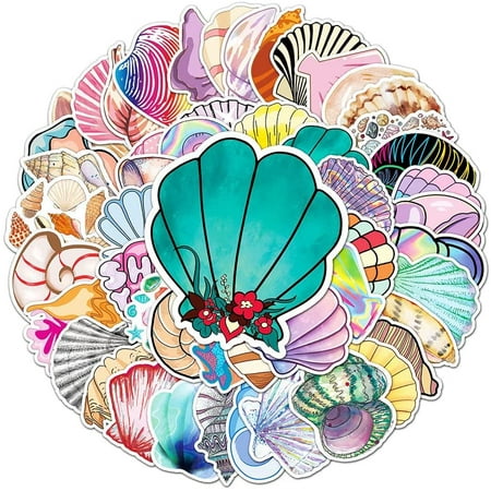 Sea Shell Stickers |50Pcs Shells Waterproof Vinyl Decals for Bike Water ...