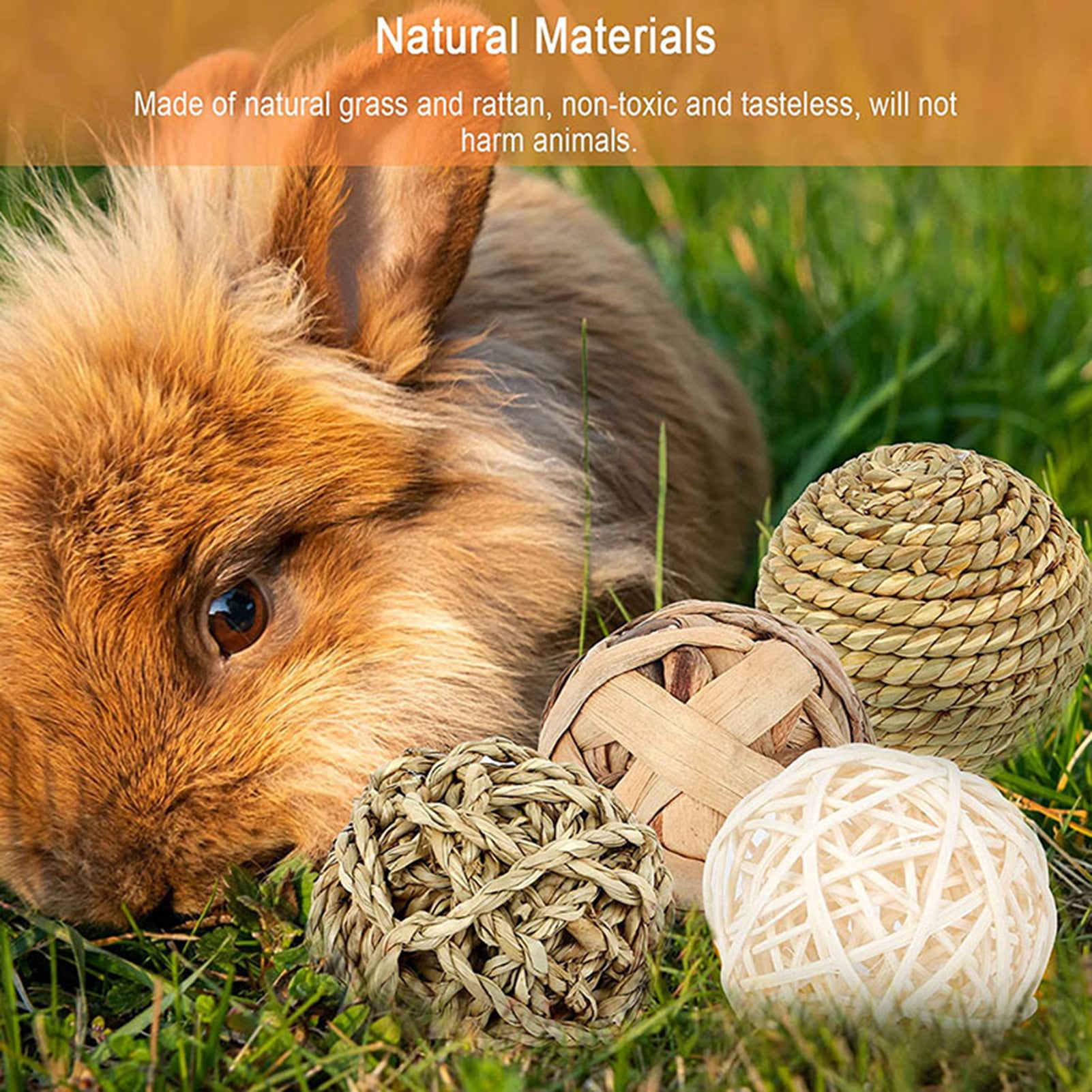 Visland 8 Pcs Small Animals Play Balls, Chew Grass Balls & Rolling Chew ...