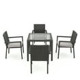 Porto Outdoor 5 Piece Square Wicker Dining Set with Cushions, Grey ...