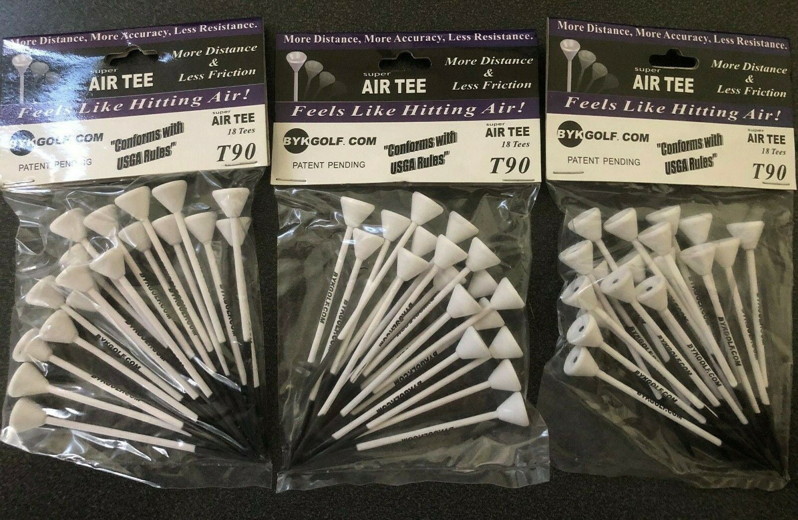 Super Air T90 3.5 Inch 90 MM Bamboo Golf Tees 4 Pack 56 total Tees USGA ...