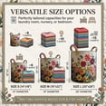 Boho Fabric Floral Storage Hamper with Handle, Quilted Laundry Basket ...