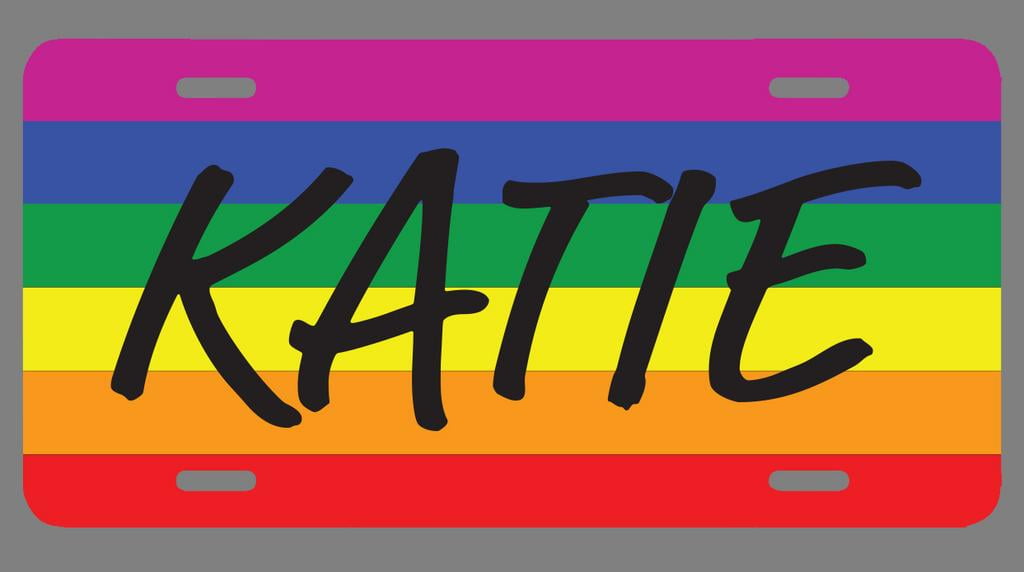 Katie Name Pride Flag Style License Plate Tag Vanity Novelty Metal | UV ...