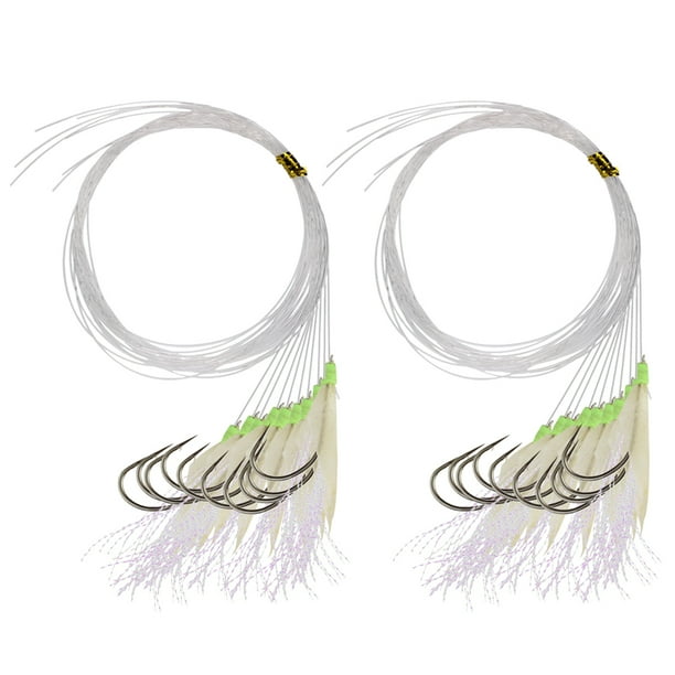 2 Strings Fishing String Hooks Fishhooks Pre Tied Sabiki Fish Flies ...