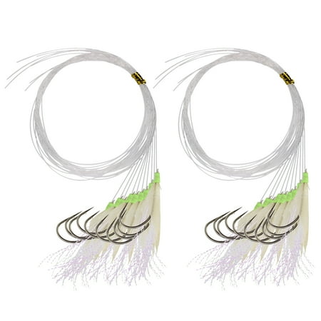 2 Strings Fishing String Hooks Fishhooks Pre Tied Sabiki Fish Flies ...