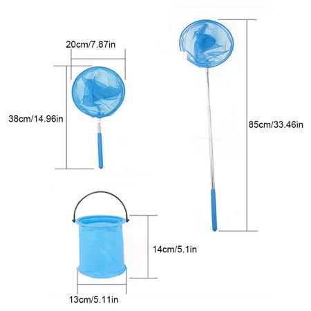 Children Fishing Catching Net Fish Bucket Kids Beach Fishnet Catcher ...