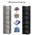 Black Hanging Wardrobe Organizer, 6-Tier Fabric Storage Shelves for ...