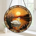 Elegant Swan Lake Window Suncatcher with Stained Glass Look, Calm ...