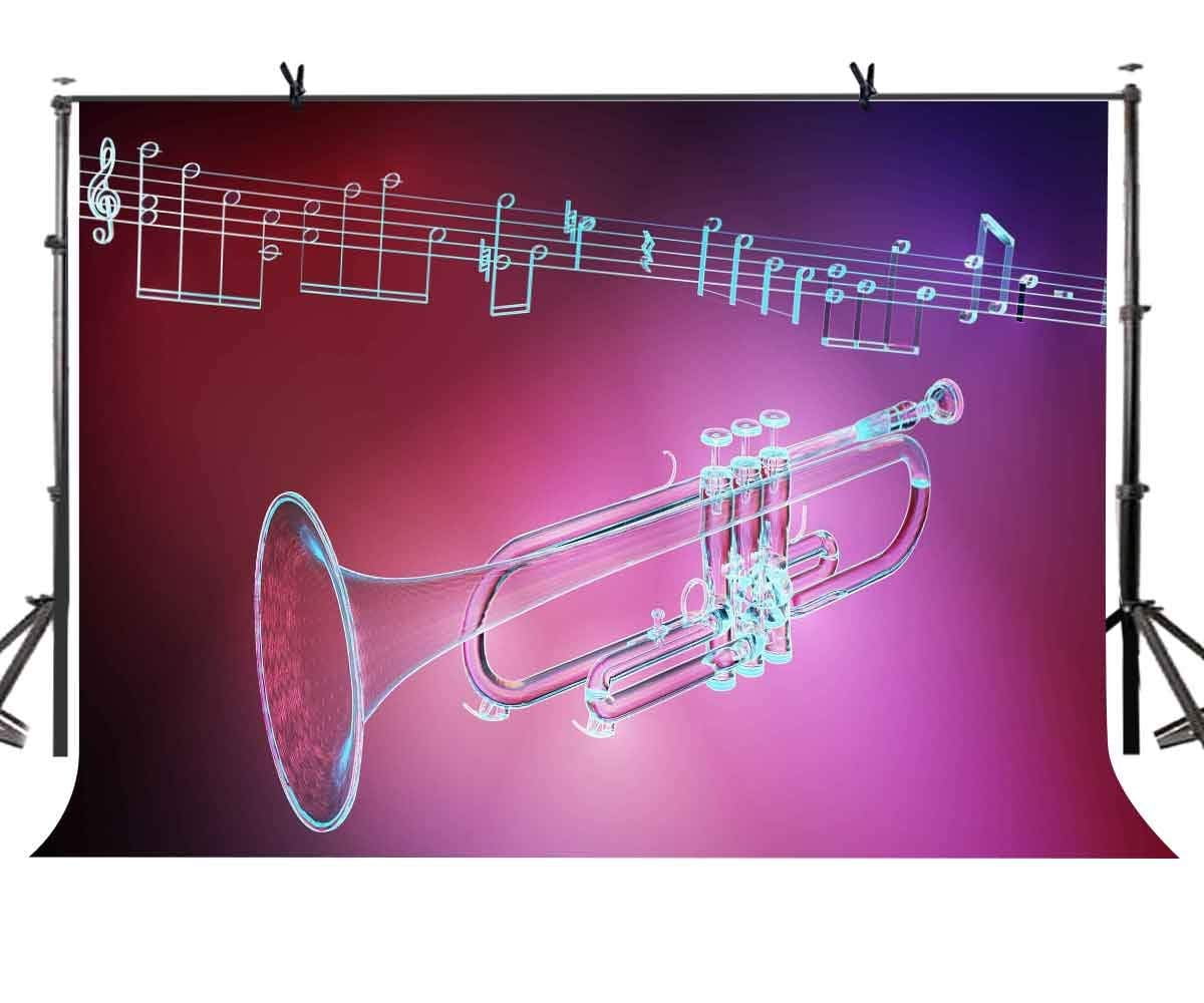 ABPHOTO Polyester 7x5ft Musical Instrument Backdrop Red Music ...