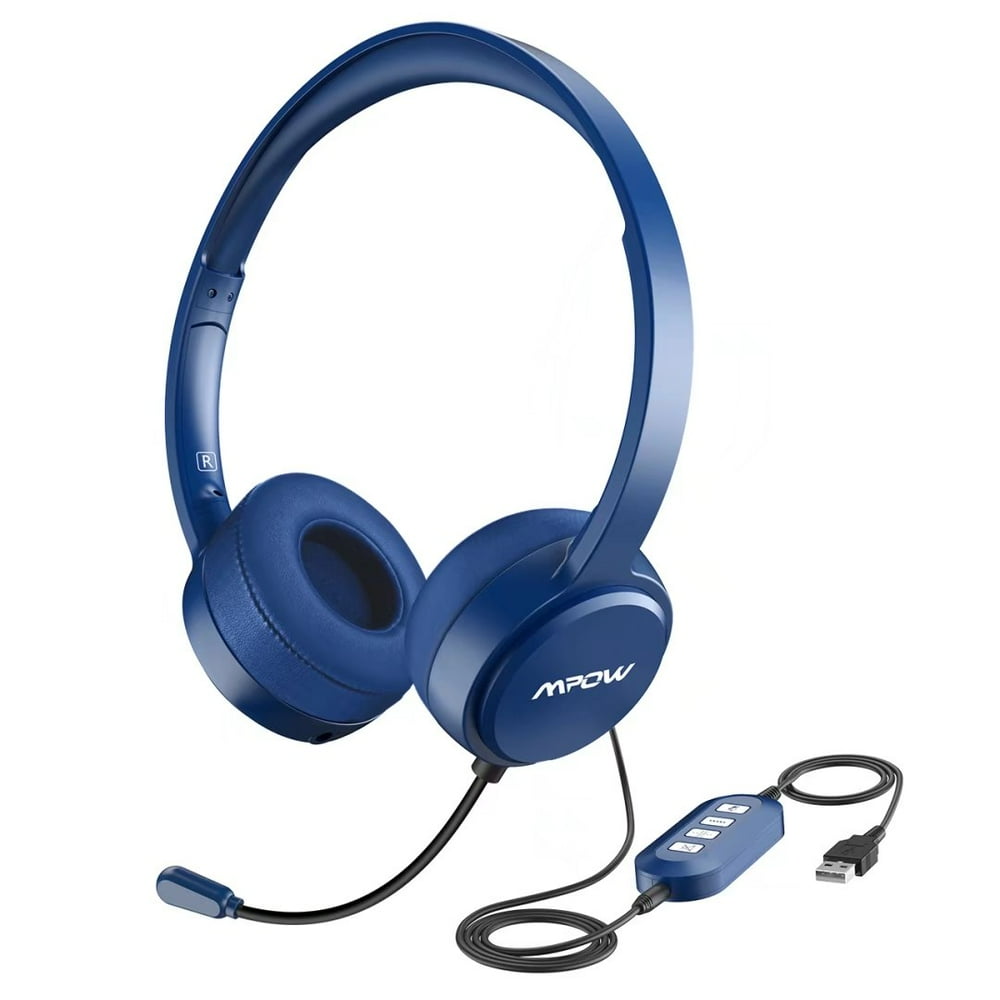 Mpow Headset, USB Headset with Noise Reduction Sound Card, In-line ...