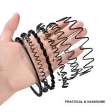 Wattne Metal Headbands, Black Wavy Spring Hair Hoops, Elastic Unisex ...