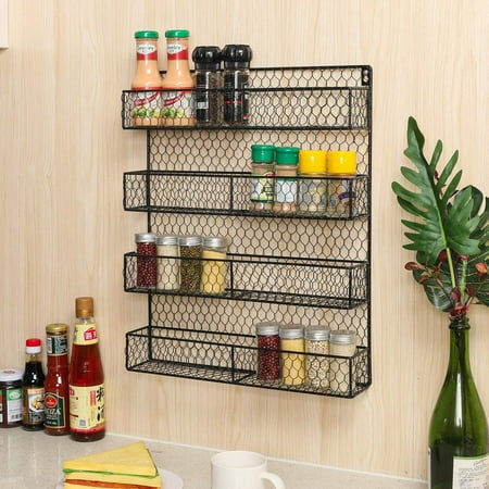 Wall Mounted Spice Rack Organizer for Cabinet Pantry Door Kitchen Large ...