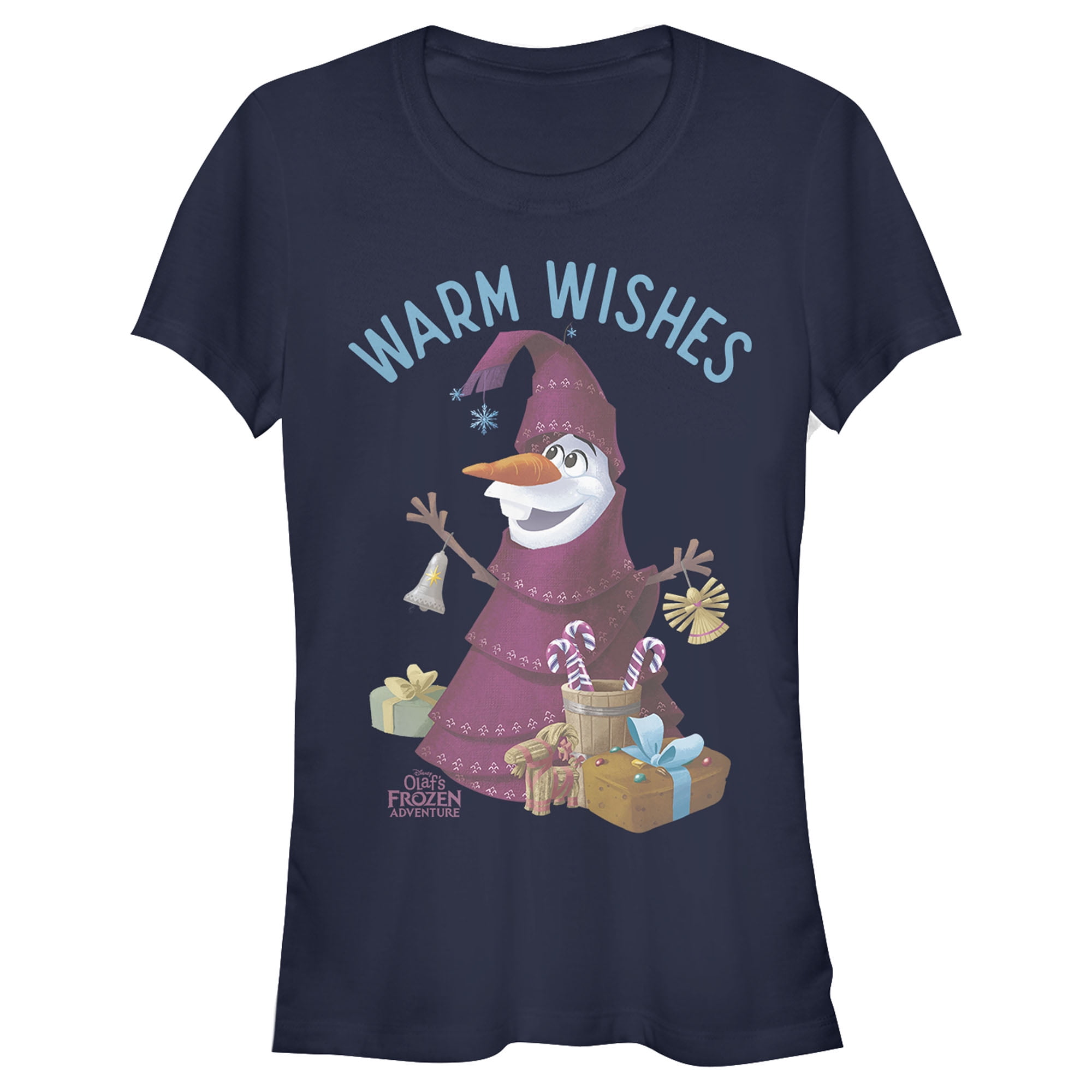 Disney Frozen - Junior's Frozen Christmas Olaf Wishes Graphic Tee Navy ...