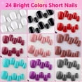 576 count Short Press Nails 24 Color Glossy Nails Full Cover Solid ...