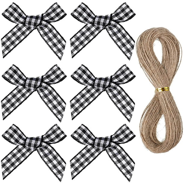 100 Pieces Gingham Ribbon Bows Mini Checkered Ribbon Bows Plaid Craft ...