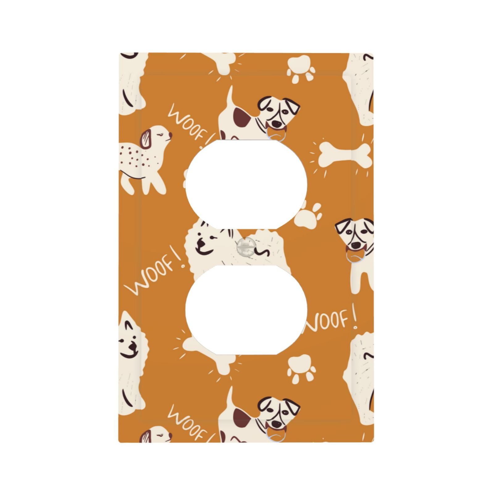 DouZhe 1-Gang Duplex Outlet Cover, Cute Dogs Doodle Paws Decorative ...