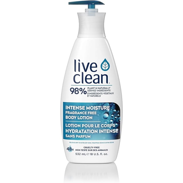 Live Clean Body Lotion, Intense Moisture, Fragrance Free, 532 mL ...