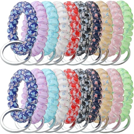 ZHENGBOS 20PCS Mix-colour Plastic Stretchable Spring Coil Key Chain ...