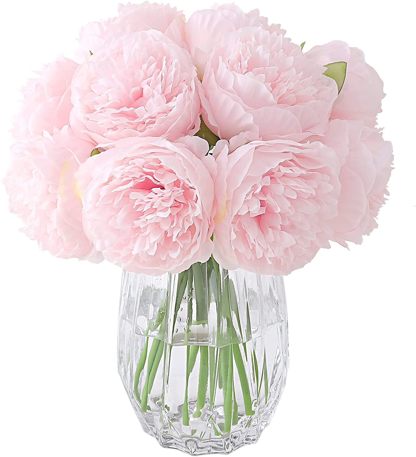 2 Bouquets Artificial Peonies, 10 Heads Fake Flower Silk Peony For ...