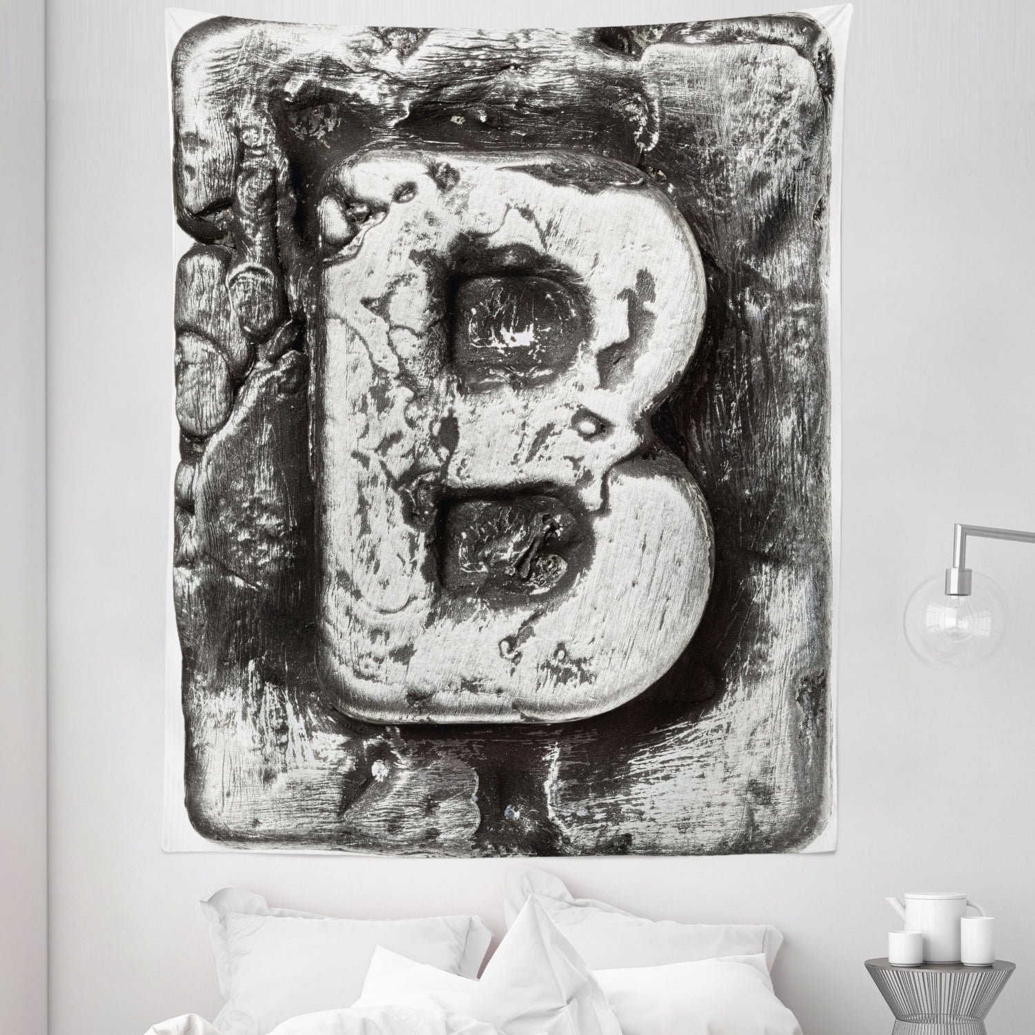 Letter B Tapestry, Steel Aged B with Toned Cracks and Distressed ...