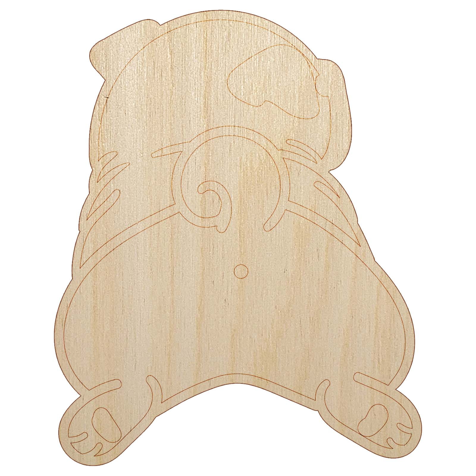 Pug from Behind Butt Dog Wood Shape Unfinished Piece Cutout Craft DIY ...