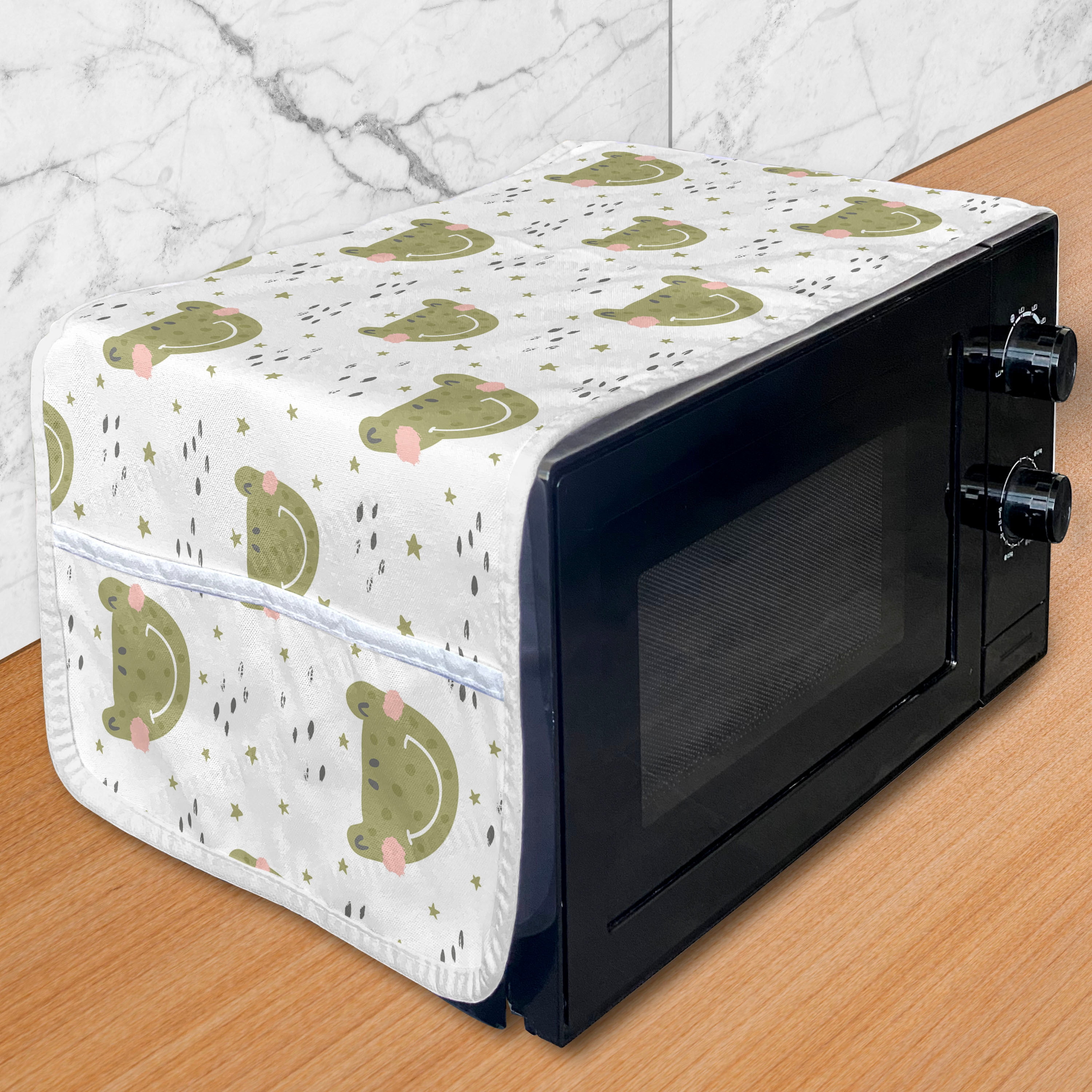 Animal Microwave Oven Cover, Smiling Frog Face Stars Funny Toad Shower ...