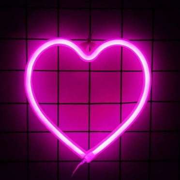 BrightSide 12" Heart Shaped LED Neon Table Light, Pink, Battery-Powered ...