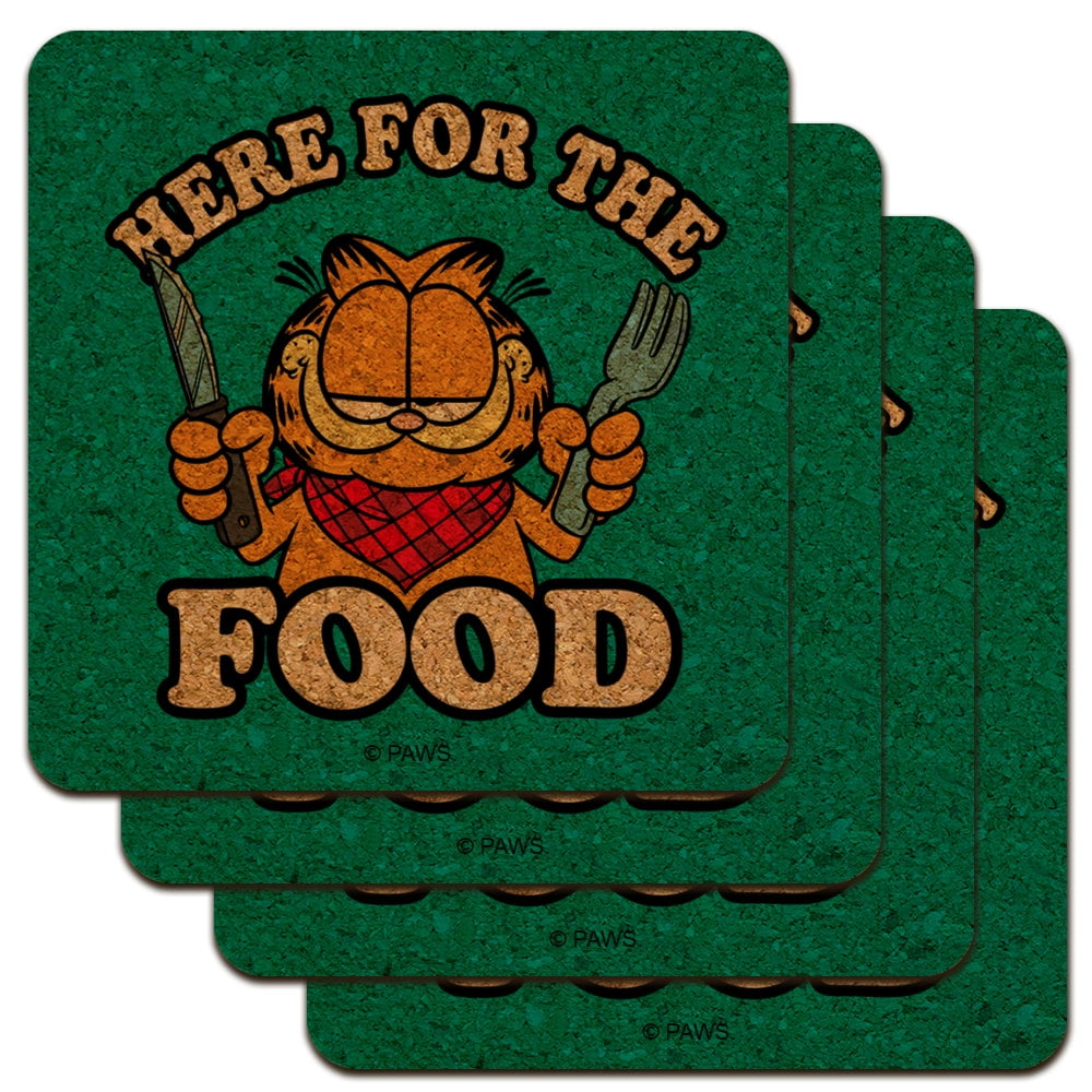 Garfield Here for the Food Low Profile Novelty Cork Coaster Set ...