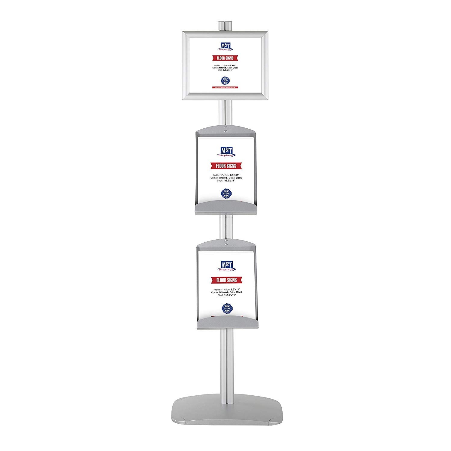 M&T Displays Free Standing Display Stand with 1 x (8.5X11) snap Frame ...