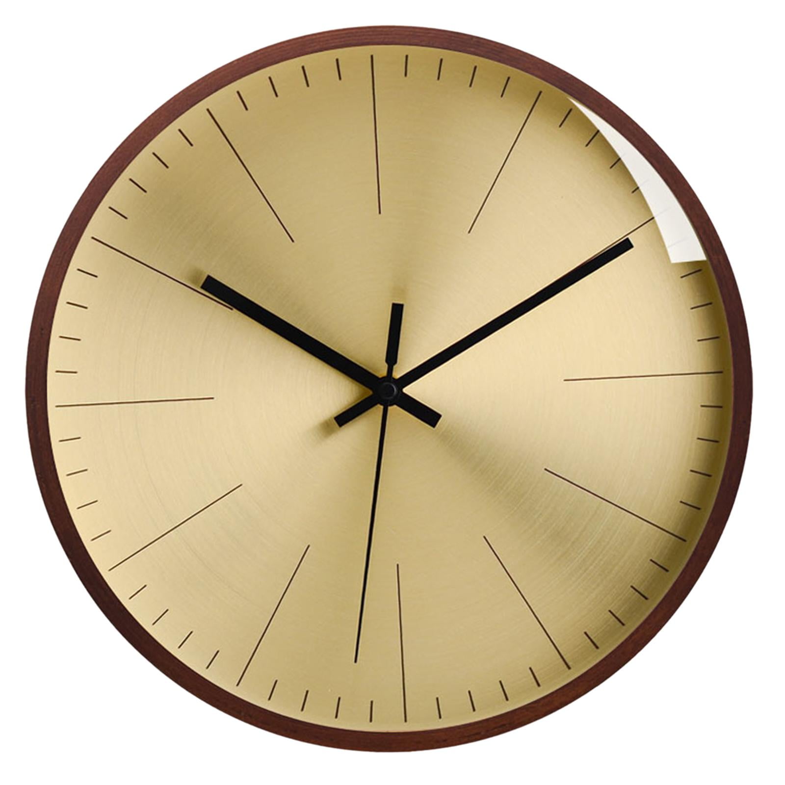 Wall Clock Non Ticking Brass Dial Movement Easy Read Nordic Round ...