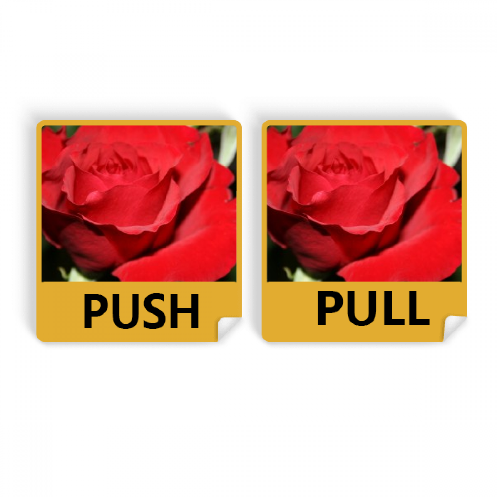 Red Big-sized Roses Flowers Push Pull Door Sign Vinyl Stickers Shop ...