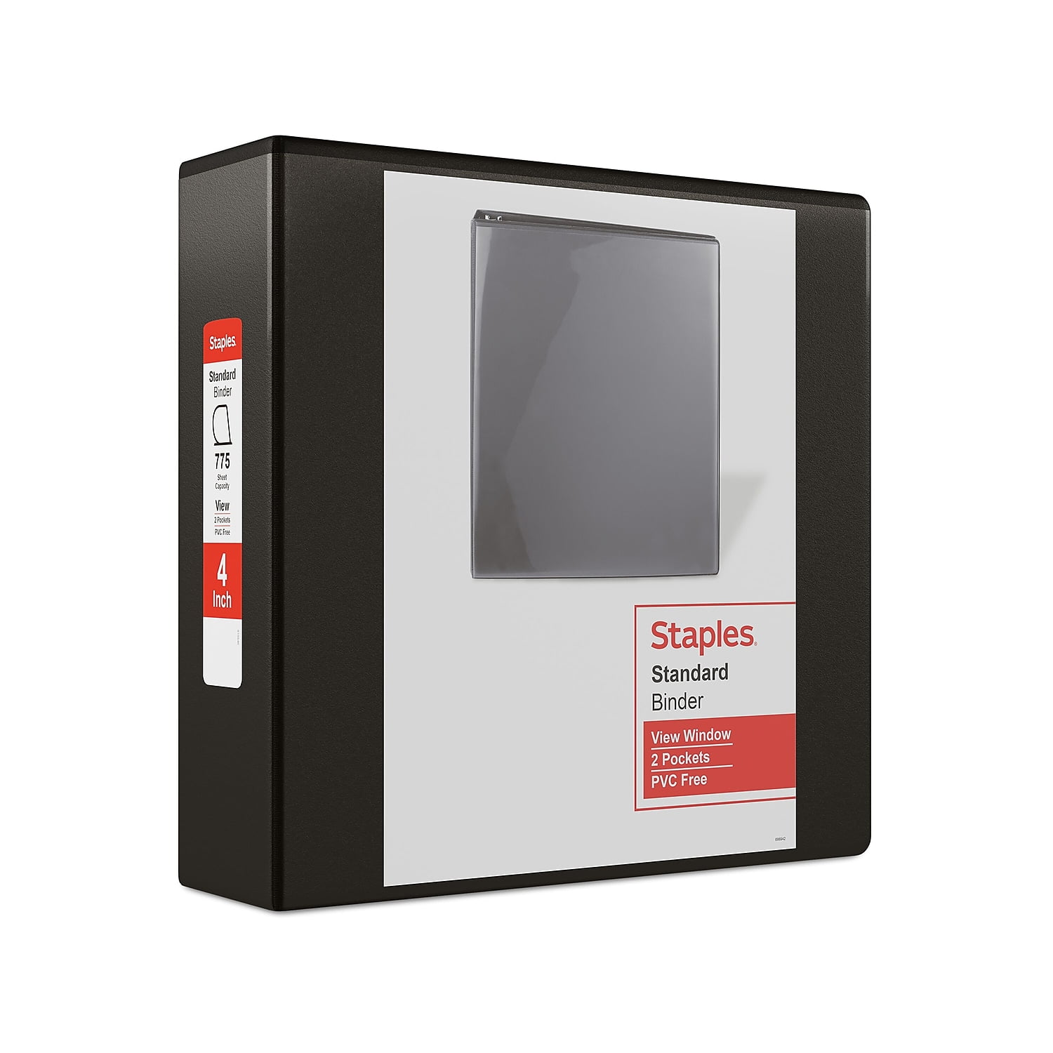 4" Staples Standard View Binder with D-Rings Black 976181 - Walmart.com