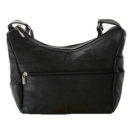Women's Genuine Leather Purse Adjustable Strap Mid Size Multi Pocket ...