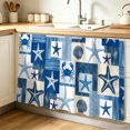 Blue Coastal Cabinet Curtains for Kitchen 32"W x 55"L, Summer Ocean ...
