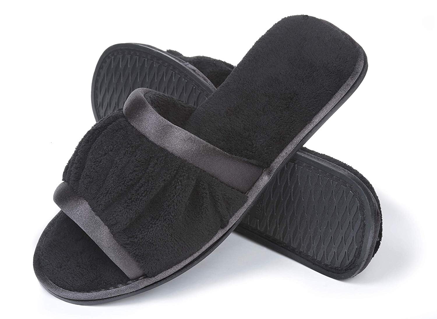 Roxoni Women's and Girls Ruffled Open Toe Terry Slippers US Women's ...