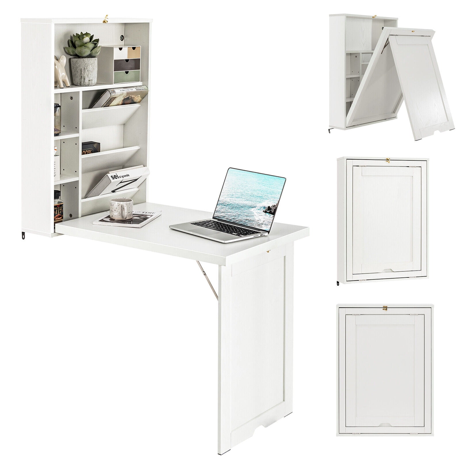 Click here for Gymax Wall Mounted Computer Convertible Desk Float... prices