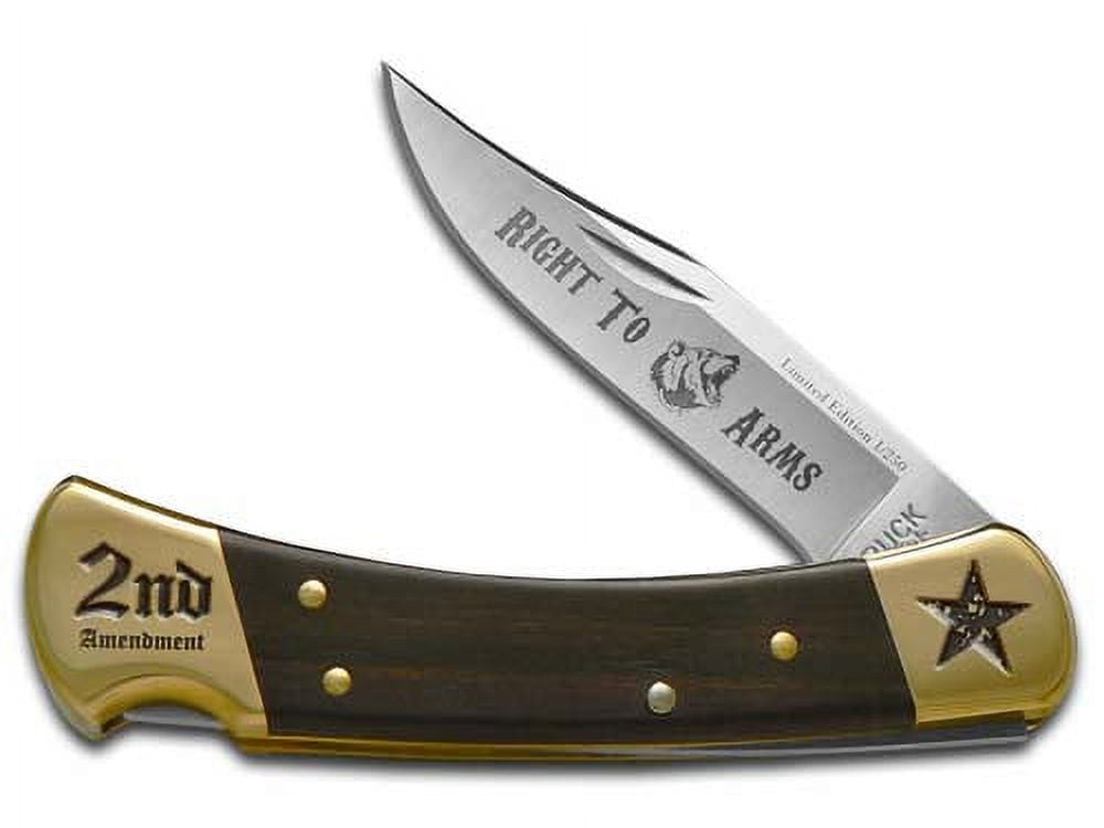 Buck 110 Folding Hunter Knife Right to Bear Arms Ebony Wood 1/250 ...