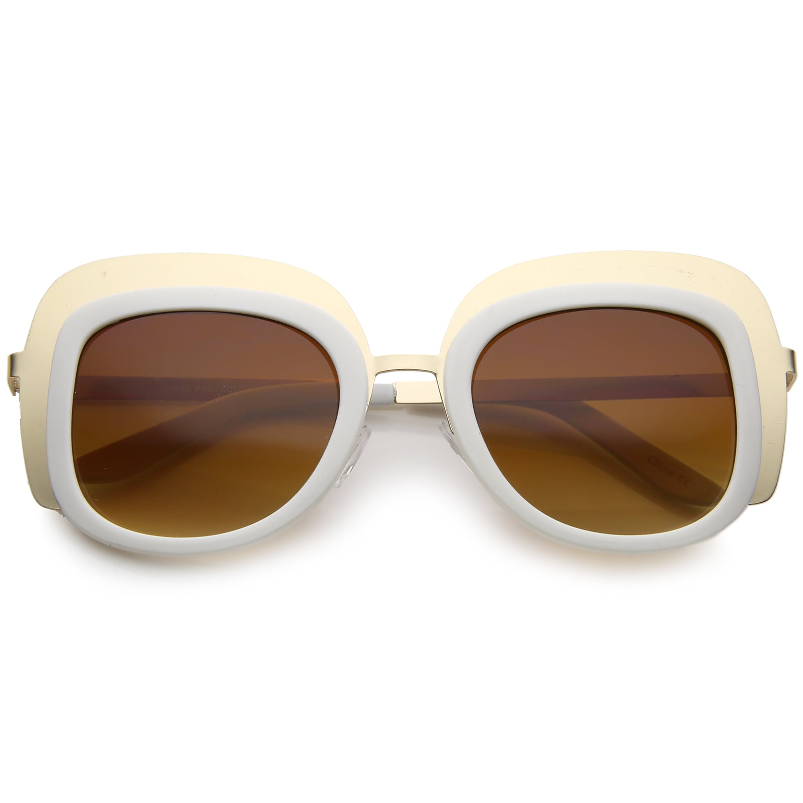 sunglassLA Unisex Women's Oversize Two-Tone Metal Frame Border Square ...