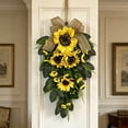 Artificial Sunflower Teardrop Wreath With Hessian Bow Farmhouse Rustic ...