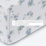 Light Blue Rose Bunch 4 Piece 100% Cotton Flannel Deep Pocket Sheet Set ...