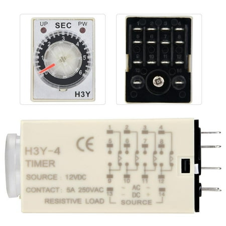 Qiilu H3Y-4 Time Relay Pointer Control Power on Delay Timer 14-Pin ...