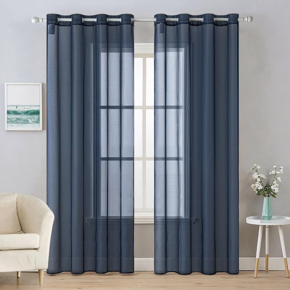 Click here for Siabc-Solid Color Sheer Curtains 90 Inches Long 2... prices