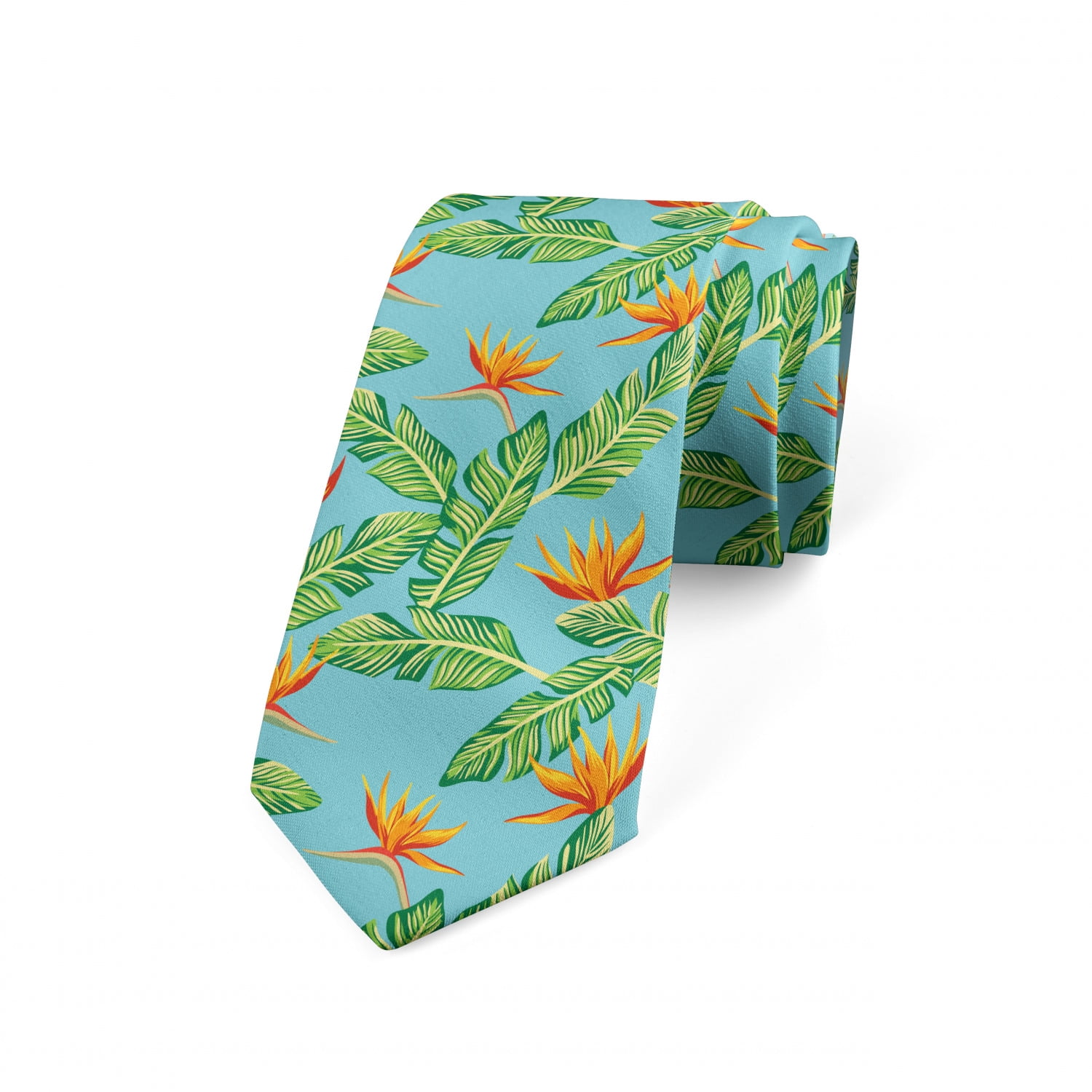 Tropical Necktie, Exotic Bird of Paradise, Dress Tie, 3.7", Pale Blue ...