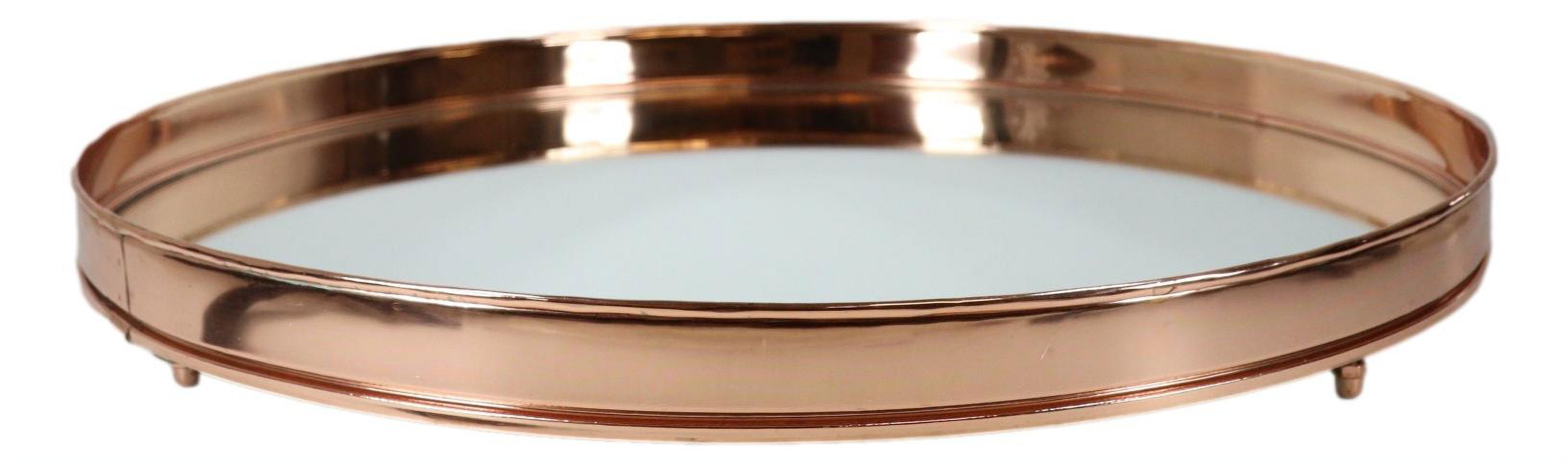 Dining Tabletop Round Metal Serving Platter Mirror Tray Serveware Glam ...
