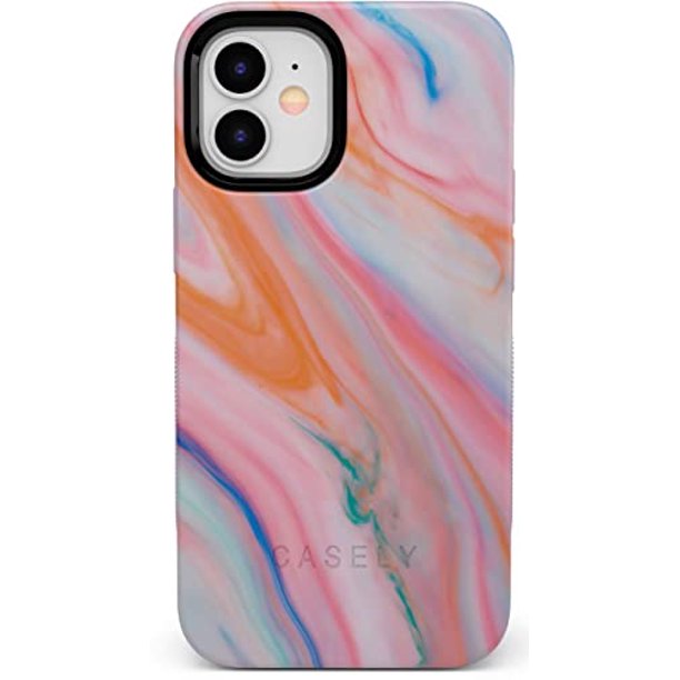 Casely iPhone 12 Mini Phone Case | Rainbow Marble Swirl iPhone Case ...