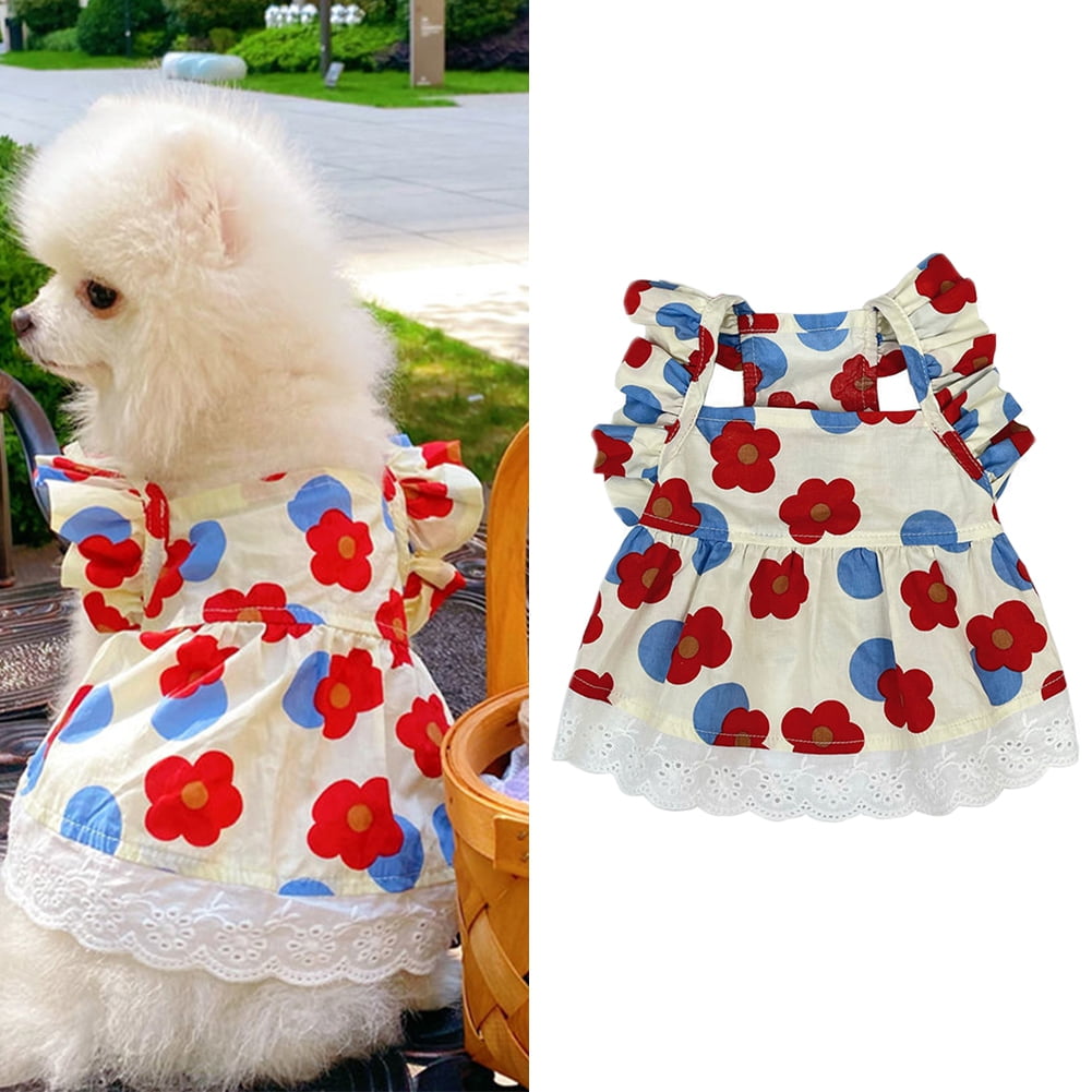 Shenmeida Flower Dog Dress with Ruffle Edge Decor Elegant Princess ...