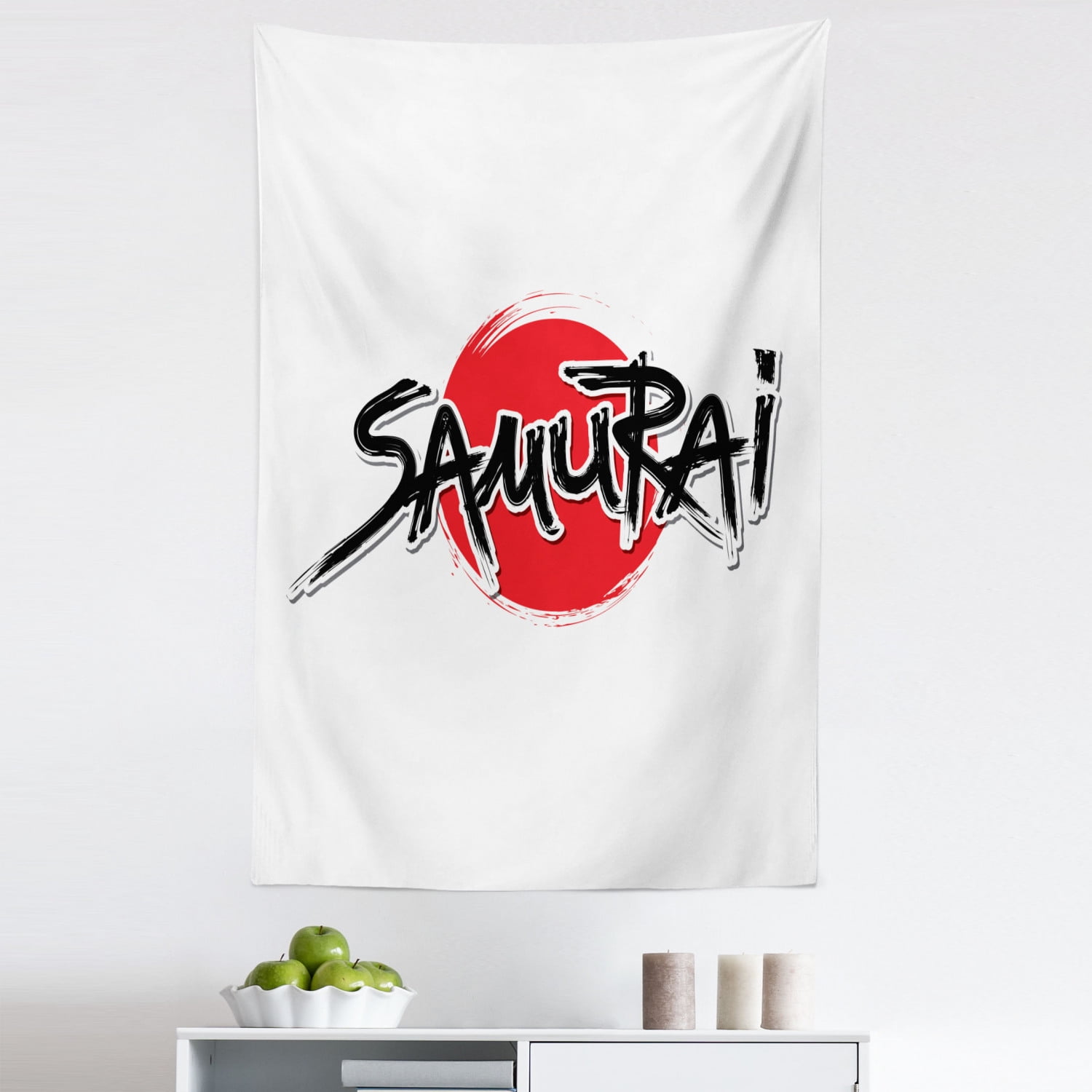 Japanese Tapestry, Samurai Lettering over Sun Emperor Man Power ...