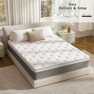 10'' Full Size Mattress, Hybrid Firm Mattress in a Box with Gel Memory ...